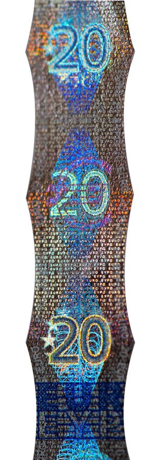 Holograms Security Features on 20 Euro Banknote Stock Image - Image of ...