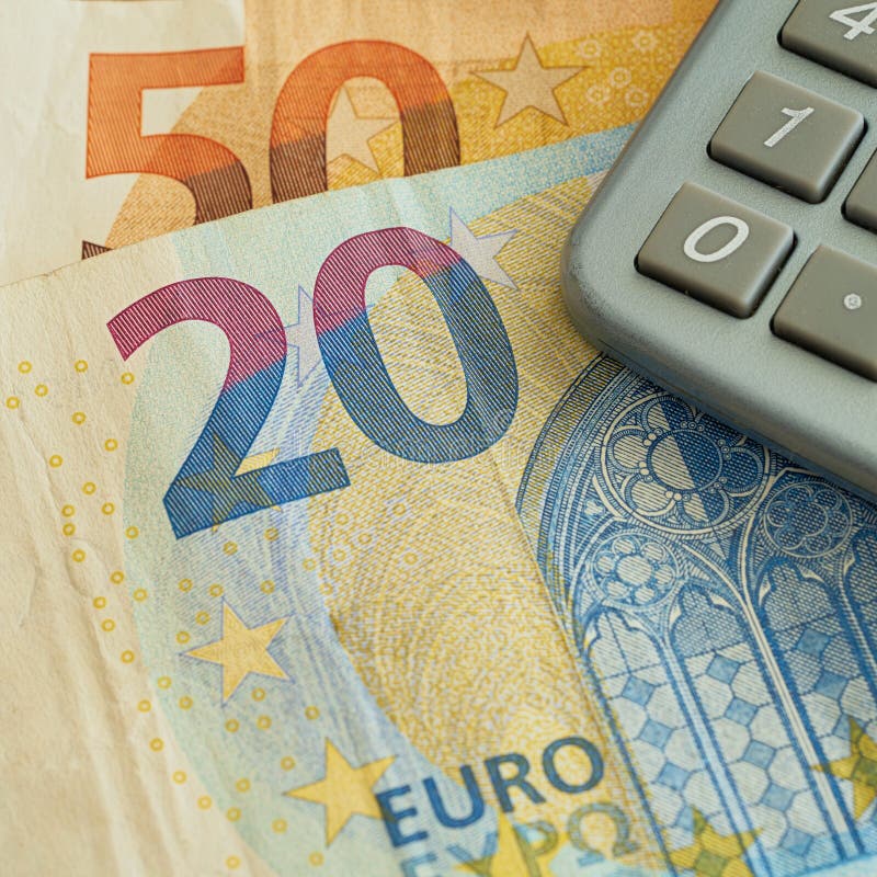 Euro notes and calculator stock photo. Image of asset - 113497028