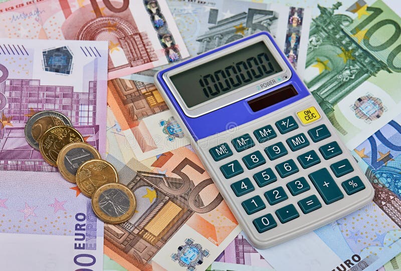 Euro Notes with Calculator stock image. Image of trading - 36835041