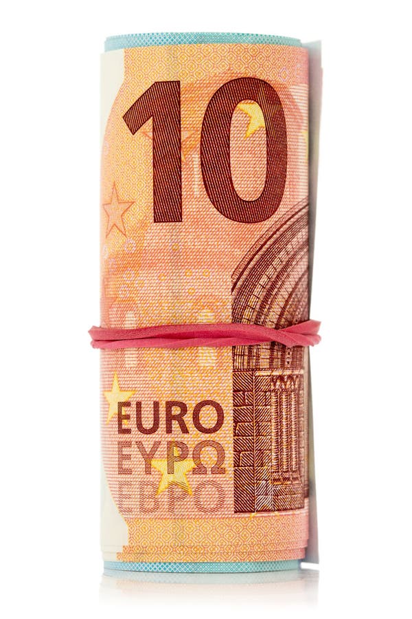 Euro Notes with an Elastic Band Wrapped Around Stock Image - Image of ...