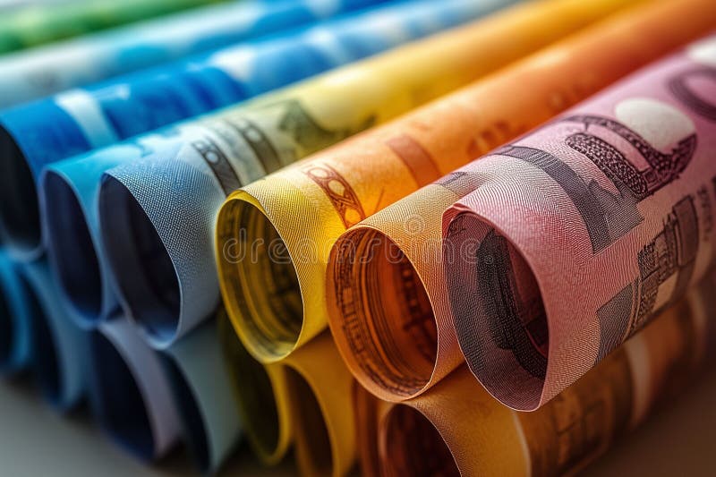 Euro Notes in Golden Light Spectrum Stock Illustration - Illustration ...