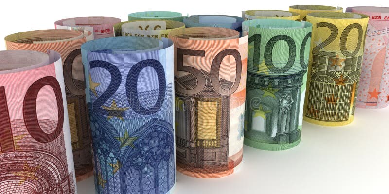 Euro Notes Rolls stock illustration. Illustration of bundle - 131986963