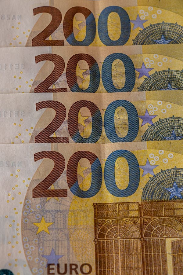 200 Euro Notes with Other Bills Stock Photo - Image of banknote, euro ...