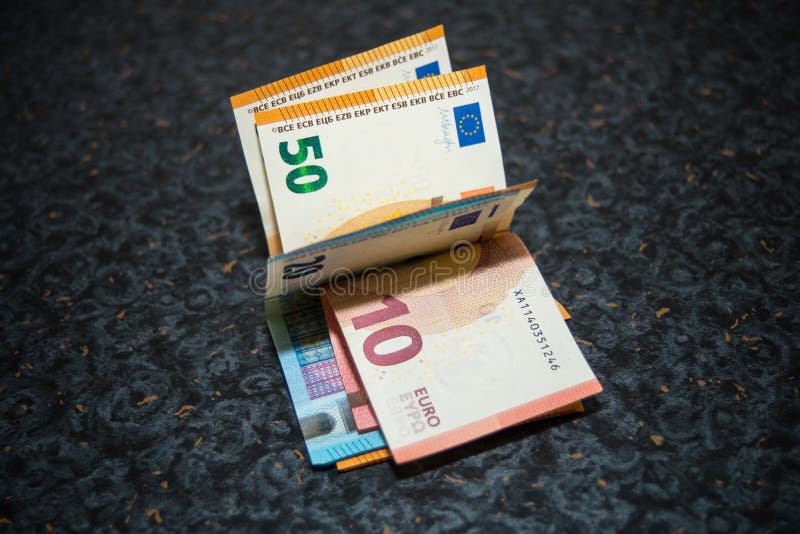Euro notes on a table stock photo. Image of money, cash - 98570572
