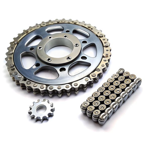 A Euro Plus Chain and Sprocket Kit Designed for a 70cc Motorcycle Stock ...