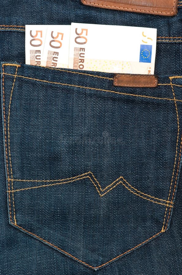 Euro in pocket stock photo. Image of casual, dollar, blue - 19433696