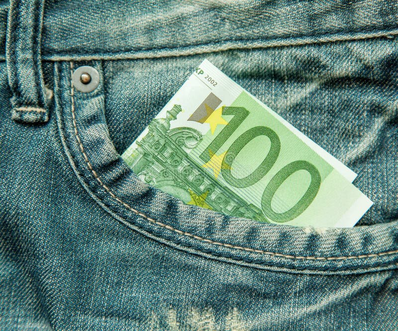 100 Euro in the Pocket of Jeans Stock Image - Image of finance, number ...