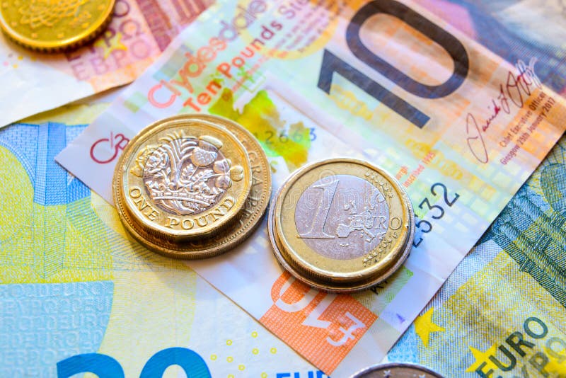 Euro and Pounds Coins and Banknotes Stock Image - Image of pound, great ...
