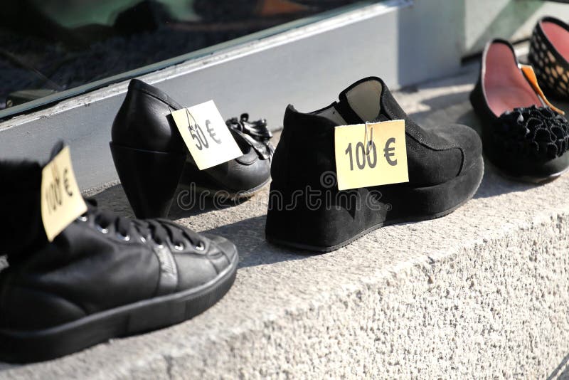 Euro price tags on shoes stock image. Image of sale, business - 18529417