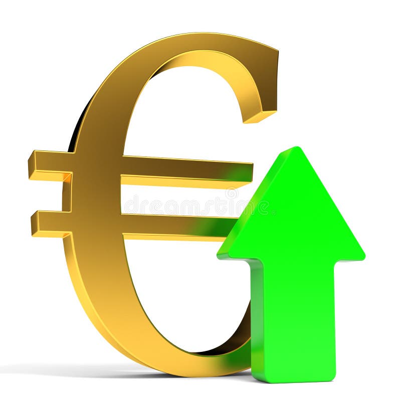 Euro rising arrow. stock illustration. Illustration of currency - 52660512