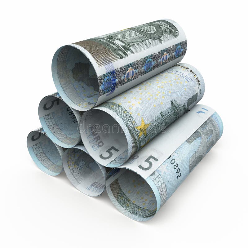5 Euro rolling banknotes stock illustration. Illustration of business ...