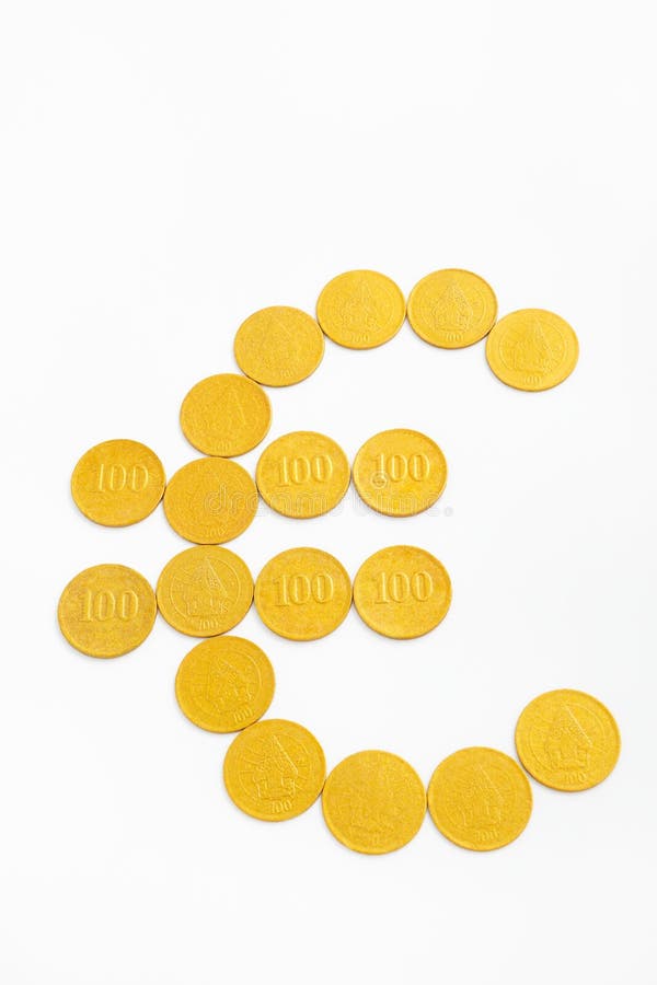 Euro shape from gold coins stock image. Image of finance - 23735421