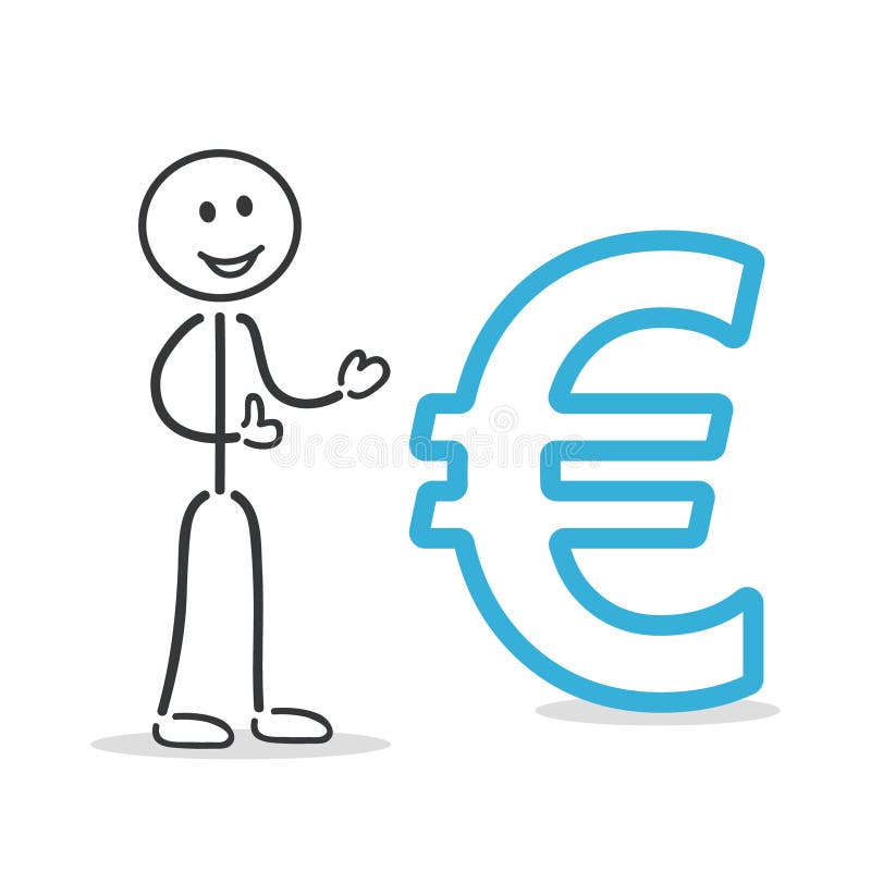 Euro Sign Stick Man Cartoon Figure Stock Vector - Illustration of ...