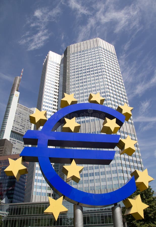 Euro Sign in Frankfurt editorial photography. Image of evening - 26774702