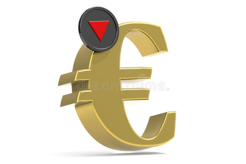 Euro Sign with Arrow Down Sign Stock Illustration - Illustration of ...