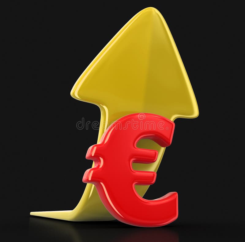 Euro sign and arrow up stock illustration. Illustration of euro - 93600771