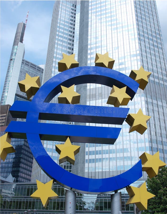 Euro sign by bank building stock photo. Image of architecture - 14322974