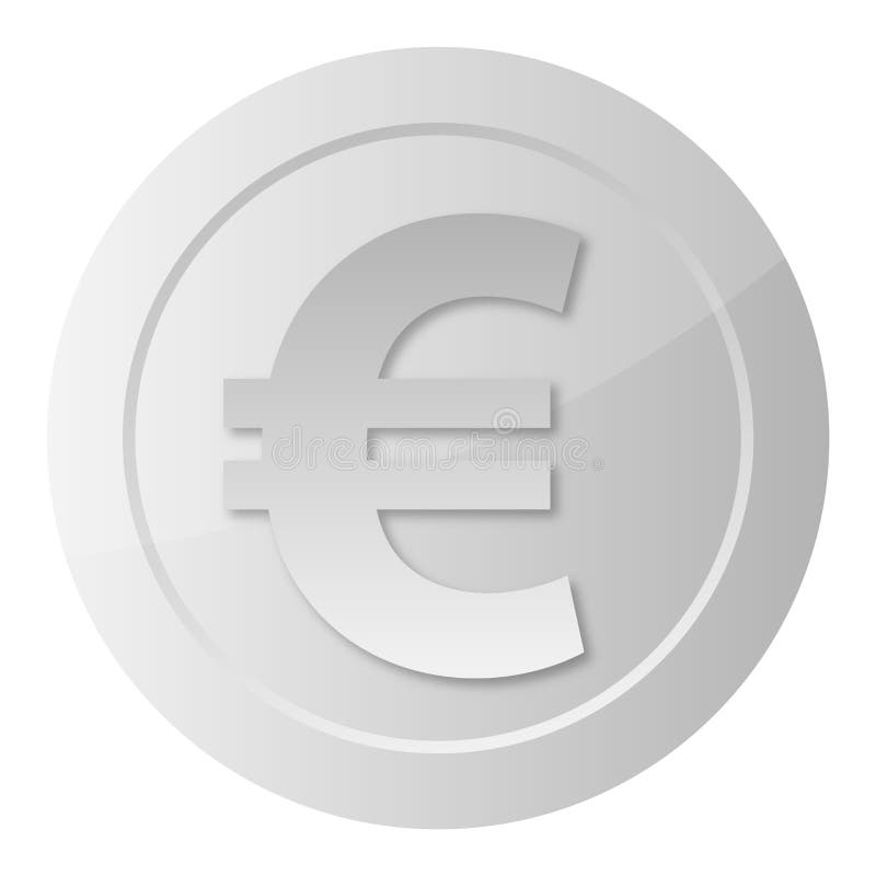 Euro Sign on Silver Coin, Vector Illustration Stock Vector ...