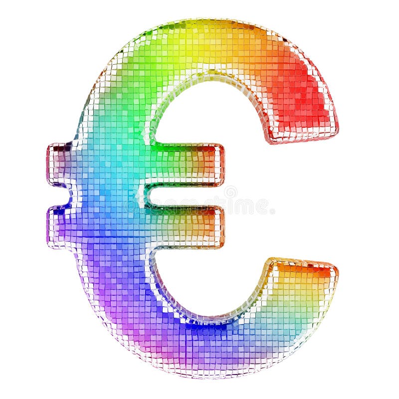 Euro Sign from Glitter Mirror Facets. 3D Rendering Stock Illustration ...