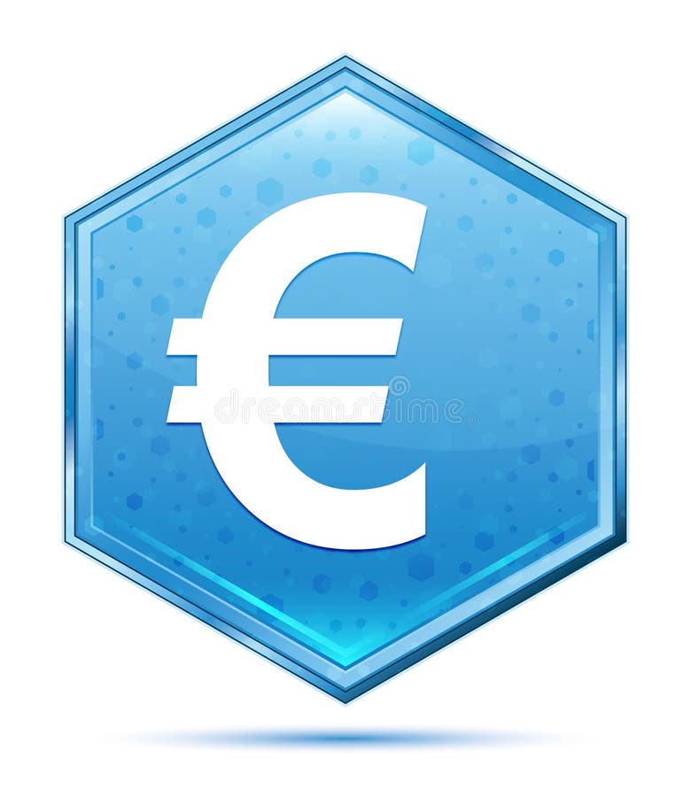 Euro Sign Icon Crystal Blue Hexagon Button Stock Illustration ...