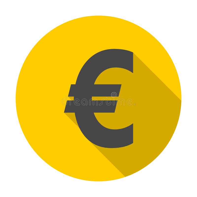Euro Sign Icon, EUR Currency Symbol with Long Shadow Stock Vector ...