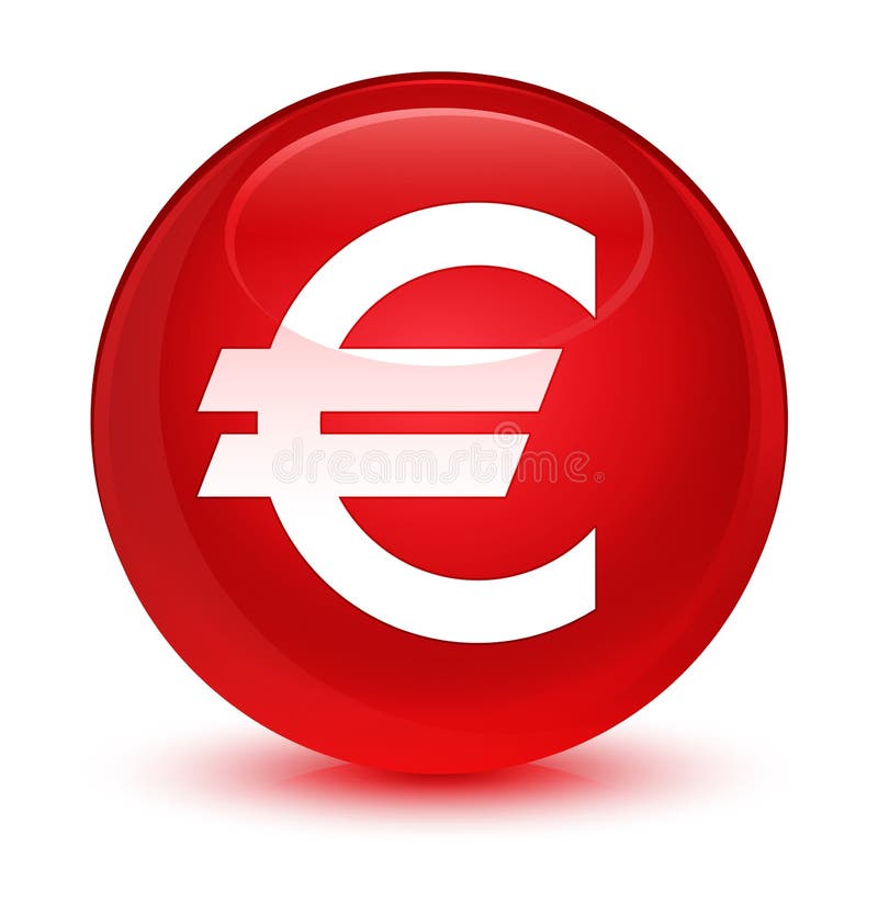 Euro Sign Icon Glassy Red Round Button Stock Illustration ...