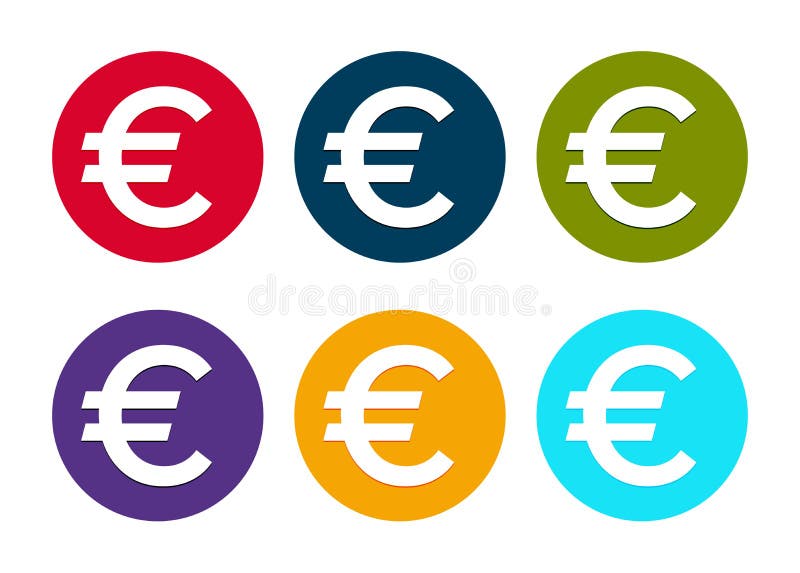 Euro Sign Icon Modern Flat Round Button Set Illustration Stock Vector ...