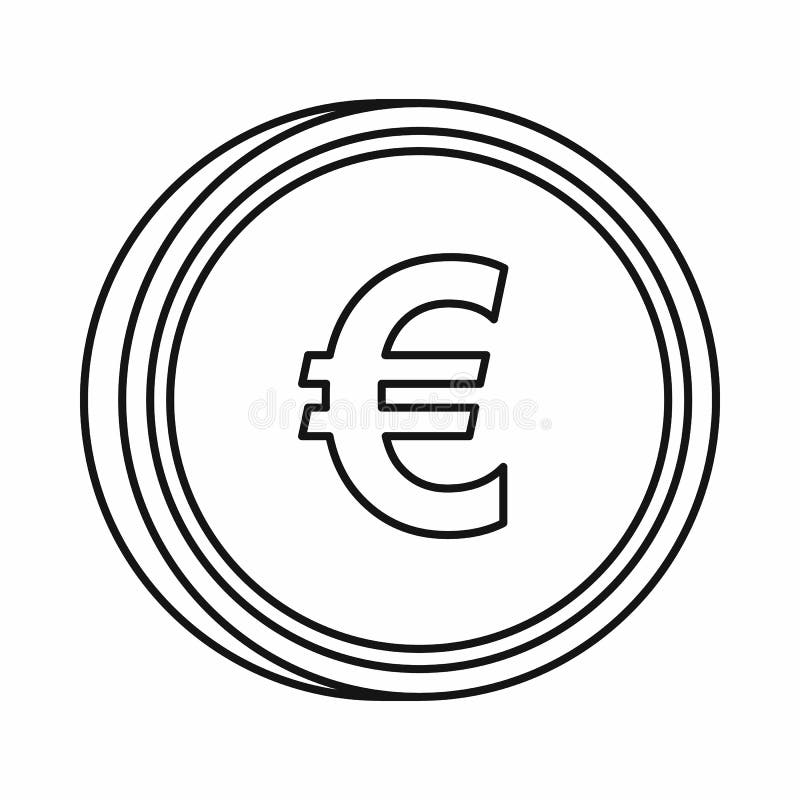 Euro Sign Icon, Outline Style Stock Illustration - Illustration of icon ...