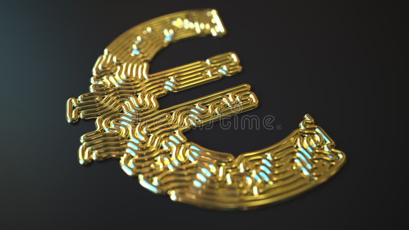 Euro Sign Made with Gold Wire, 3d Rendering Stock Illustration ...