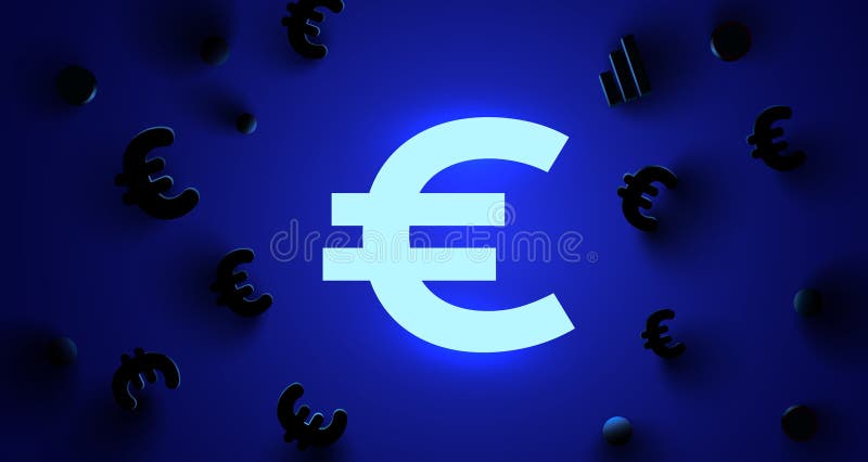 Euro Sign Neon Light Dark Banner. Stock Vector - Illustration of light ...