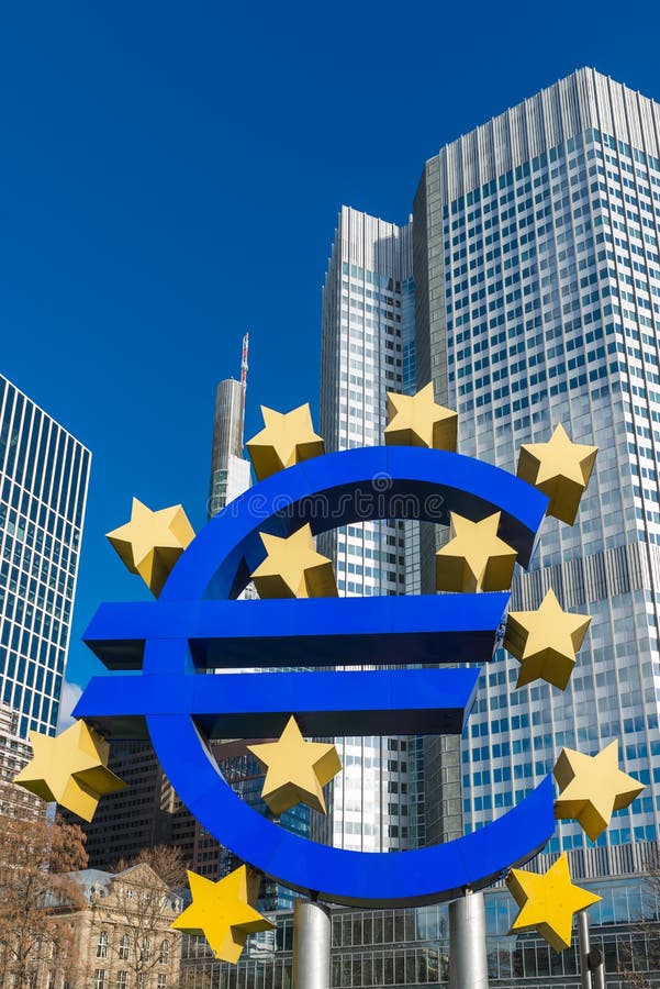 The Euro Sign Sculptures in Frankfurt, Germany Stock Photo - Image of ...