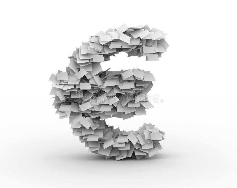Euro Sign, Stacked from Paper Sheets Stock Illustration - Illustration ...