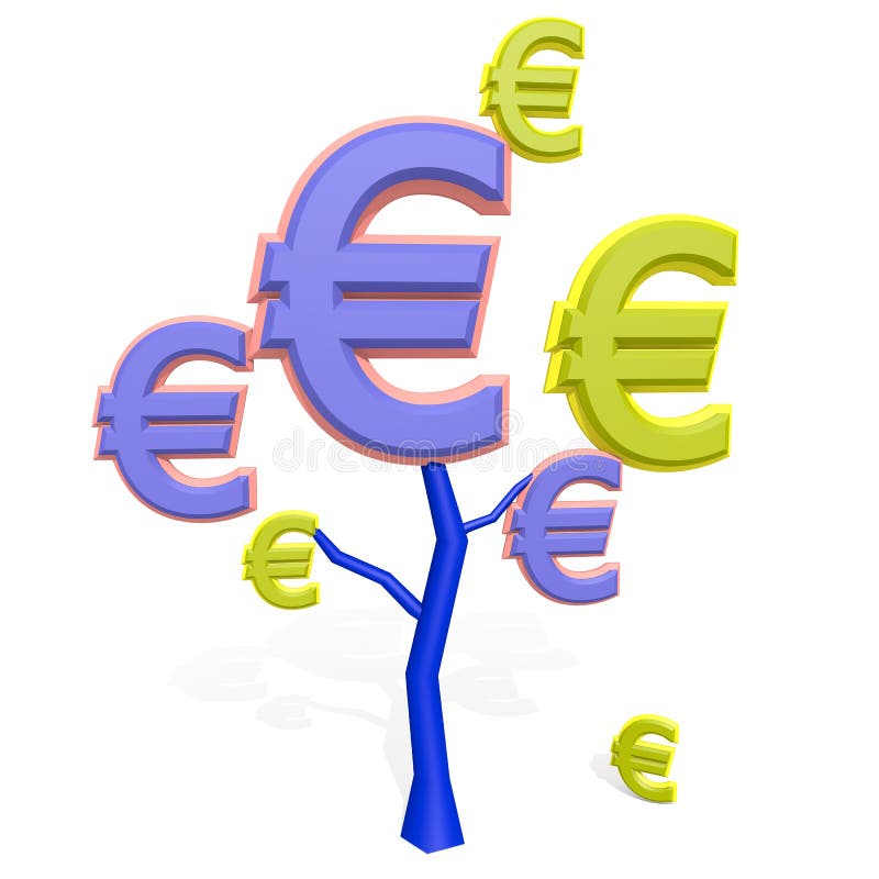 Euro sign on a tree stock illustration. Illustration of earning - 51153633