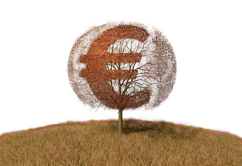 Euro sign on a tree stock illustration. Illustration of golden - 46289832