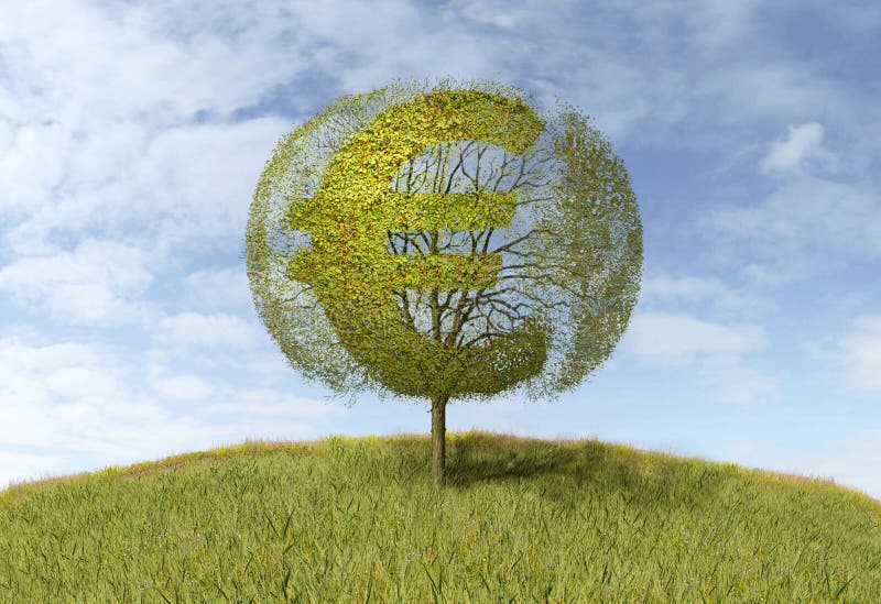 Euro sign on a tree stock illustration. Illustration of growth - 46289838