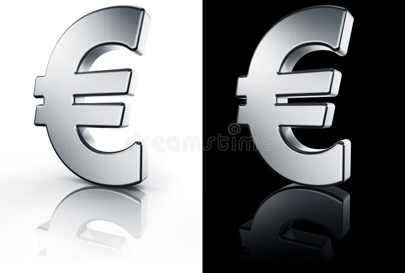 Euro Sign on White and Black Reflective Floor Stock Illustration ...