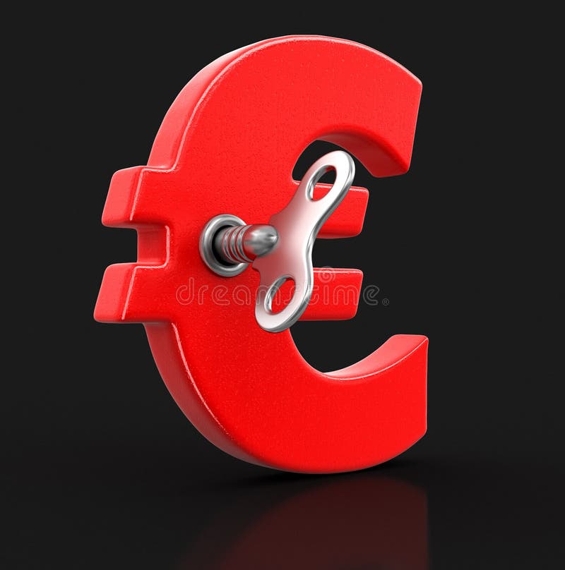 Euro Sign with winding key stock illustration. Illustration of shopping ...