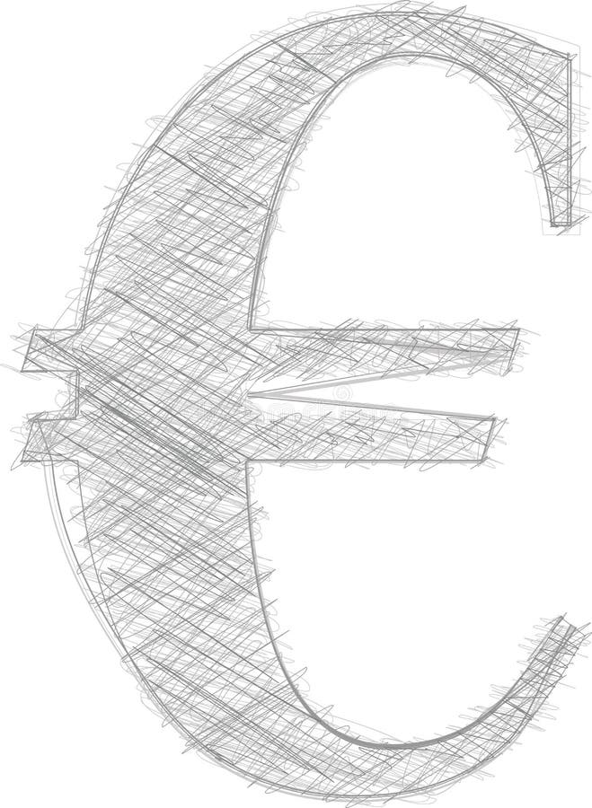 Euro simbolo a mano libera illustrazione vettoriale. Illustrazione di ...