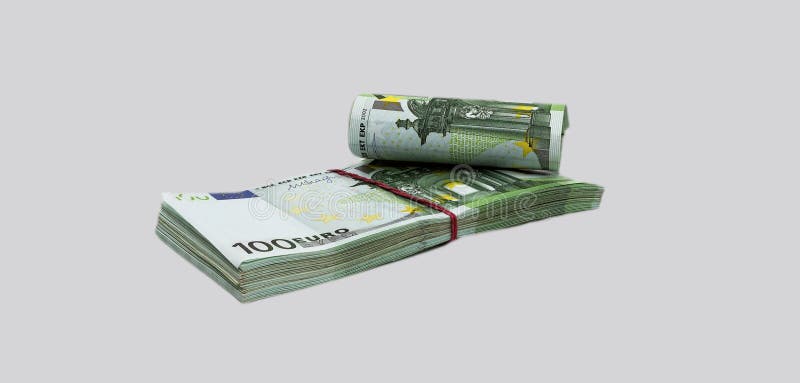 100 Euro – Stack and Rolled Banknotes, Financial Wealth Concept Stock ...