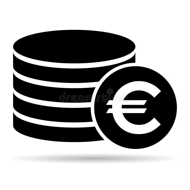 Euro Stack Shadow Coin, Flat Icon Money Design, Cash Sign Vector ...