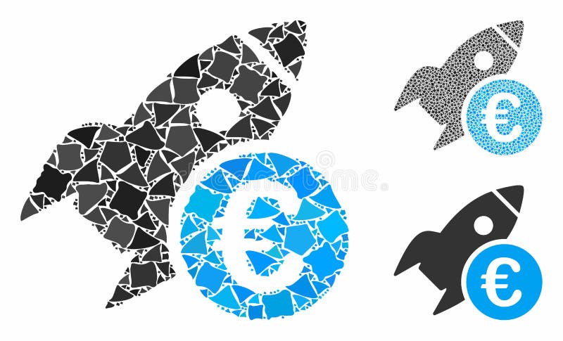 Euro Startup Rocket Mosaic Icon of Rough Elements Stock Illustration ...