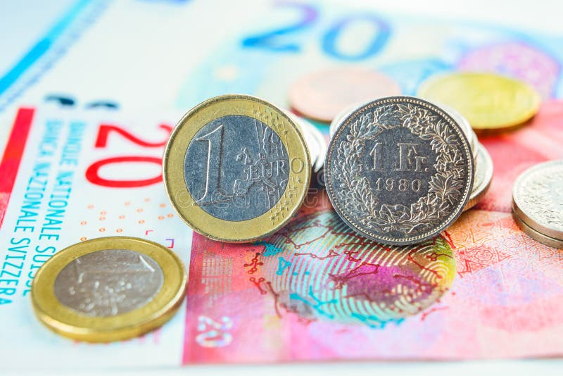 Euro and Swiss Francs Banknotes and Coins Stock Photo - Image of europe ...