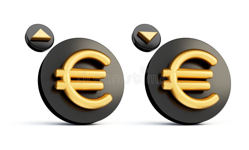 Euro Symbol with Arrows Up and Down Gold 3d Illustration Stock ...