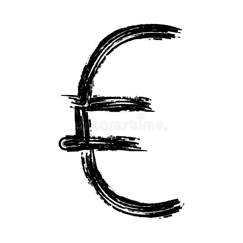 Euro Symbol Black Brush Drawing Vector Stock Illustration ...