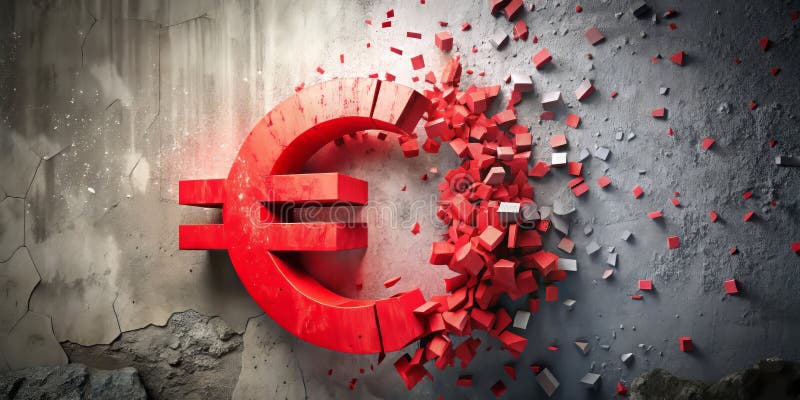 Euro Symbol Crash a Visual Representation of Economic Turmoil and ...
