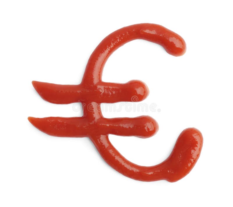 Euro Symbol Drawn by Ketchup on White Background Stock Photo - Image of ...