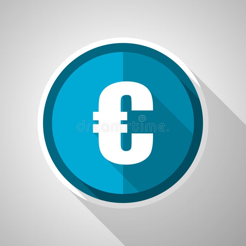 Euro Symbol, Flat Design Vector Blue Icon with Long Shadow Stock ...