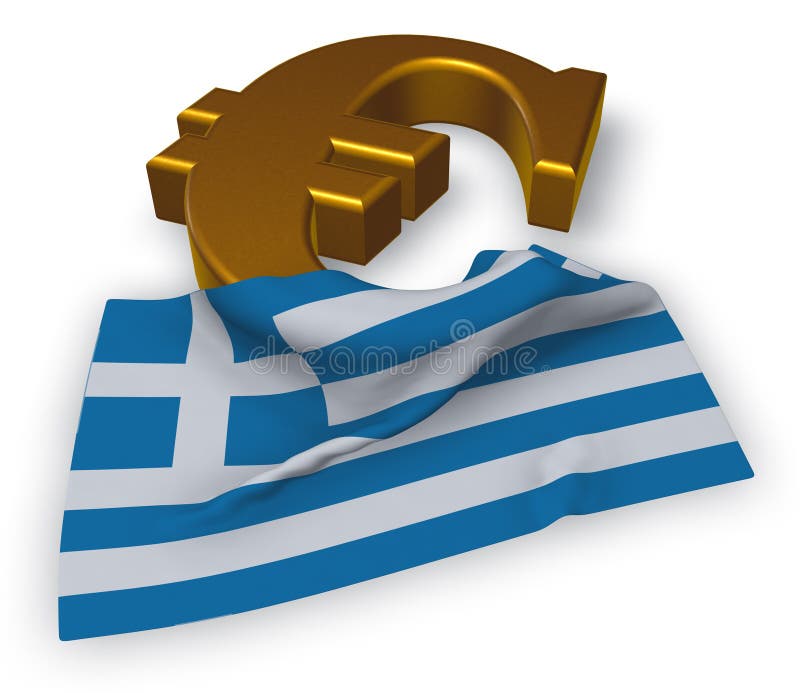 Euro symbol and greek flag stock illustration. Illustration of ...