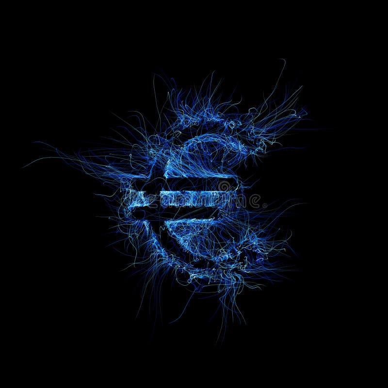 EURO Symbol Made of Moving Particles in Long Exposure, Blue on Black ...
