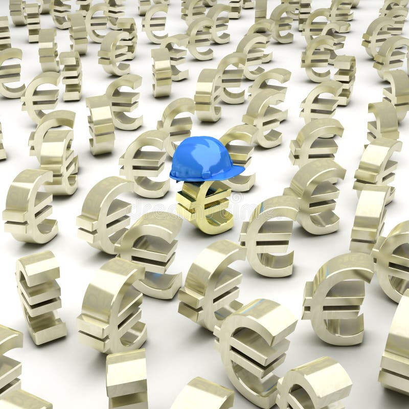 Euro Symbol Protected Helmet between Unprotected S Stock Illustration ...